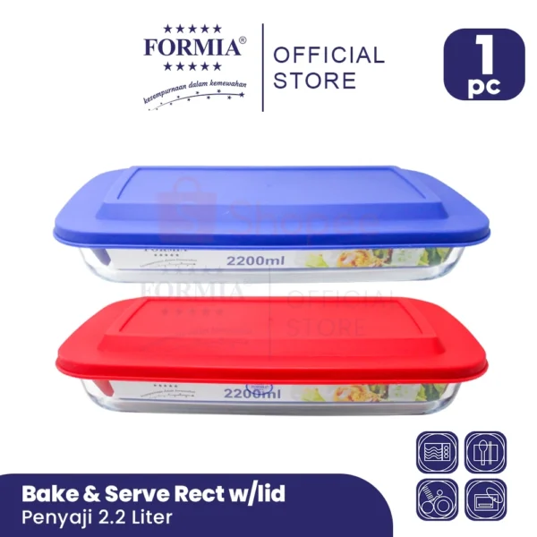 Formia Penyaji Makanan Bake & Serve Rectangular Dish 2.2 Liter w lid ...